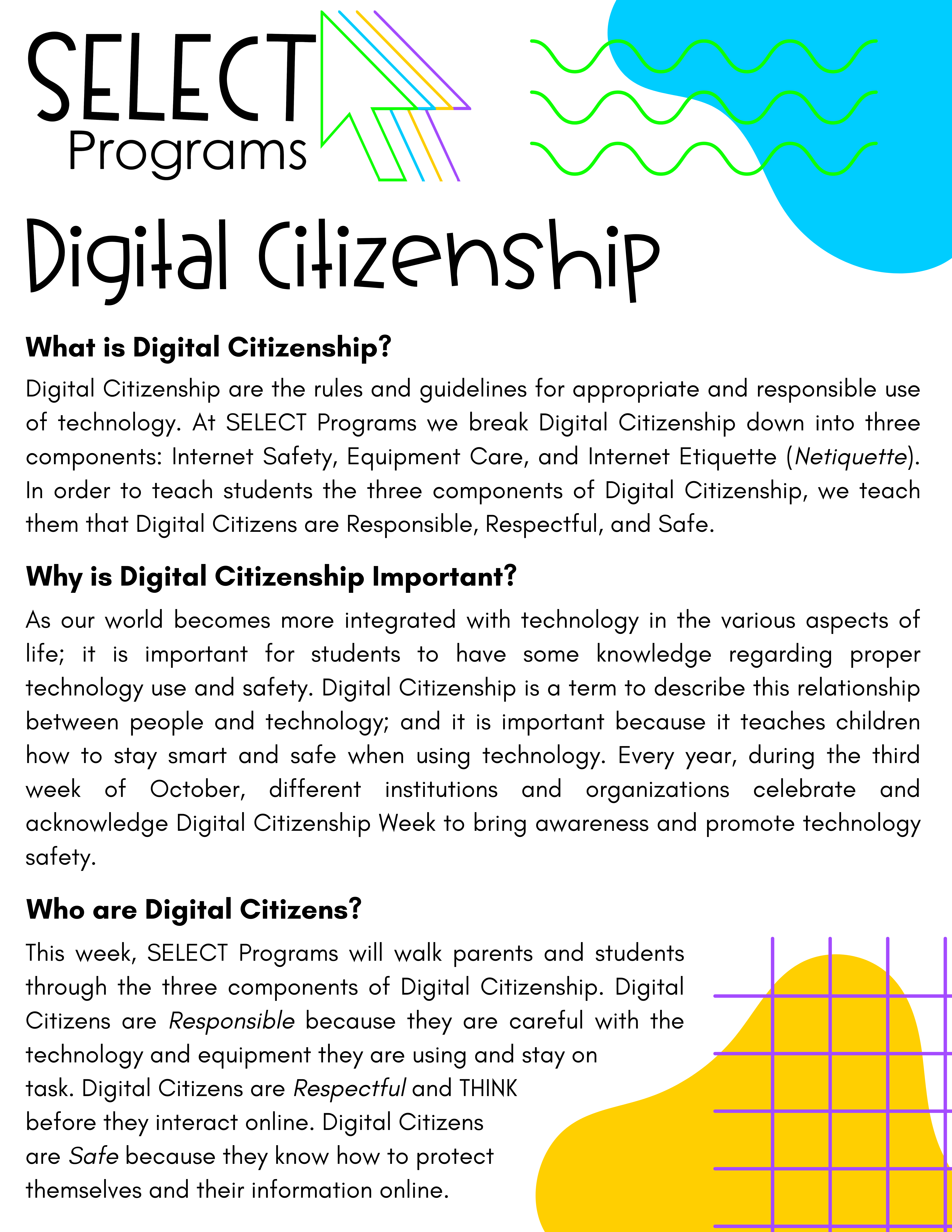 Digital Citizenship Week 2022 (Monday): Flash Cards - SELECT Programs, Inc.