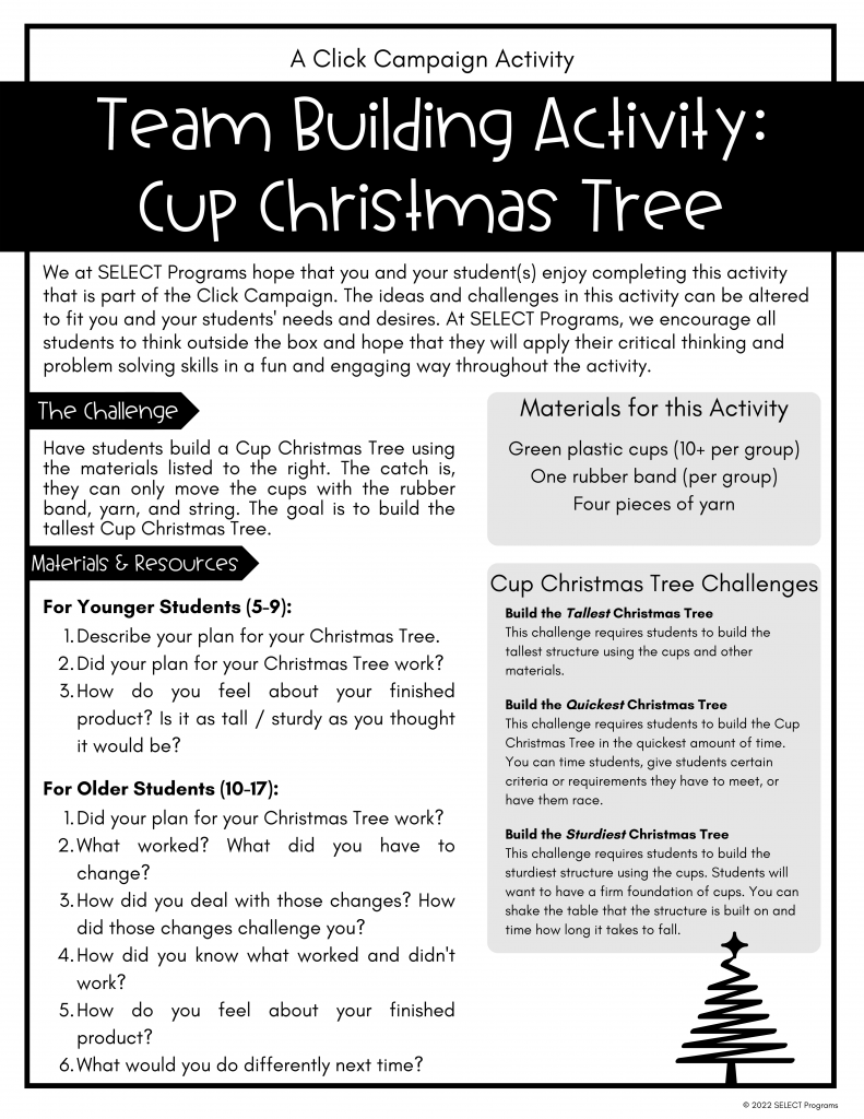 STEM Activity: Cup Christmas Tree - SELECT Programs, Inc.